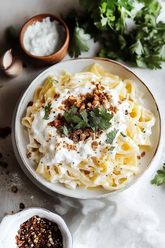 Arabic Pasta with Easy Yogurt Sauce - EpicureanNest