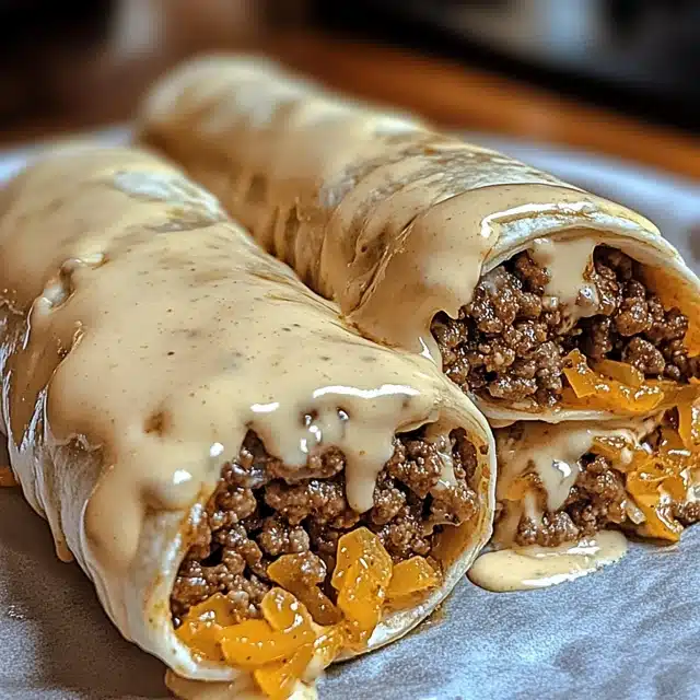 Cheesy Ground Beef Delight Wrap with Creamy Sauce - EpicureanNest