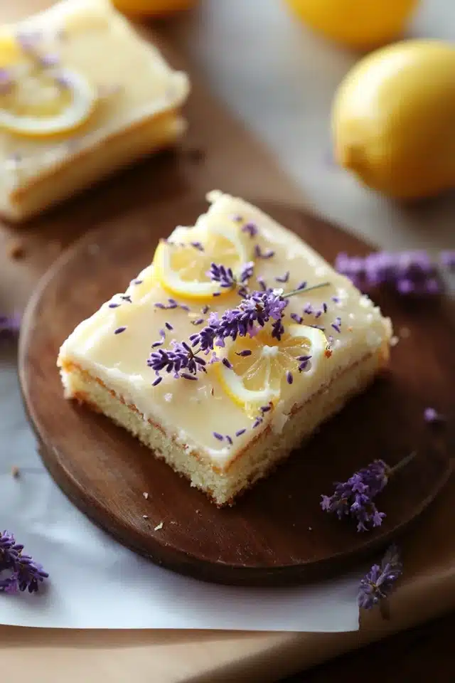 Lavender Lemon Sheet Cake - EpicureanNest