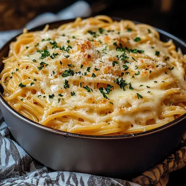 Cheesy Garlic Parmesan Spaghetti with Cream Cheese - EpicureanNest