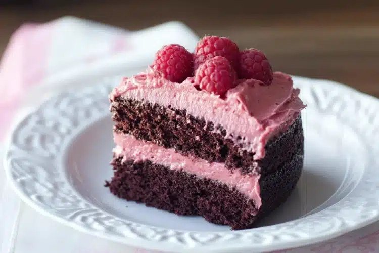 Fudgy Chocolate Cake with Raspberry Frosting - EpicureanNest