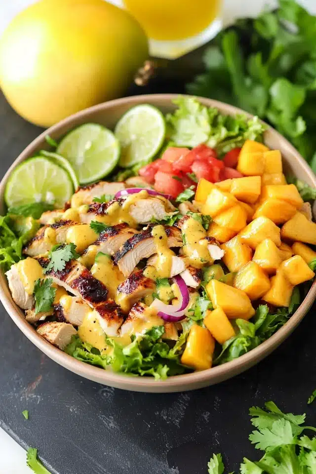 Caribbean Chicken Salad with Mango Dressing - EpicureanNest