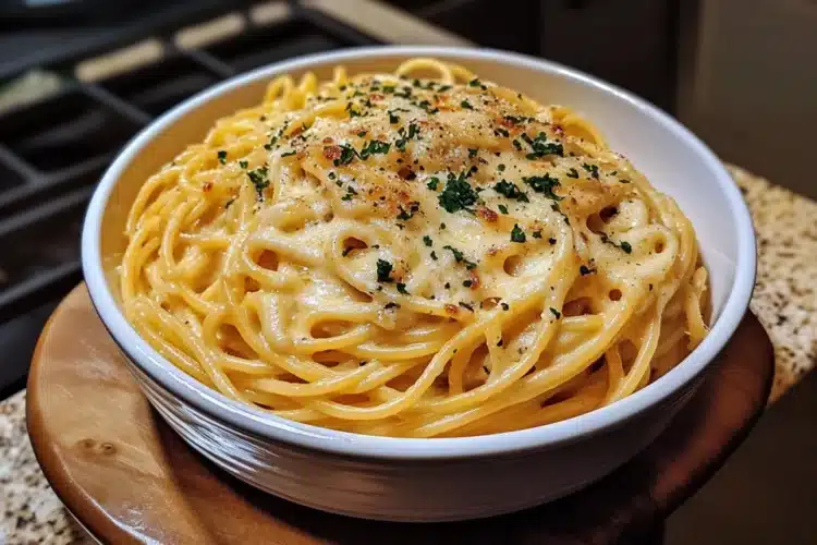 Cheesy Garlic Parmesan Spaghetti with Cream Cheese - EpicureanNest