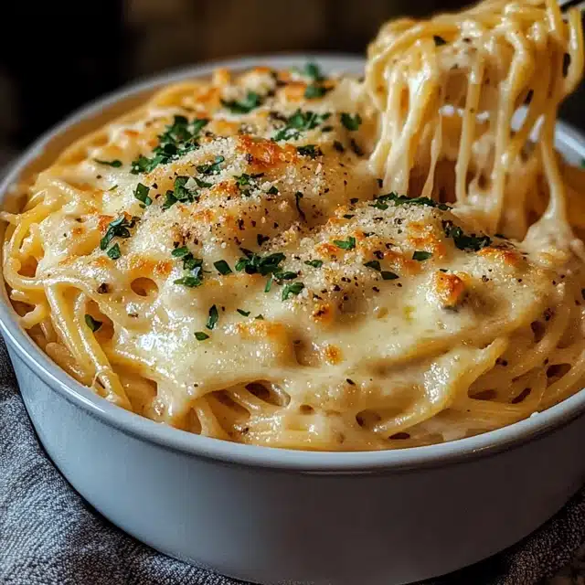 Cheesy Garlic Parmesan Spaghetti with Cream Cheese - EpicureanNest