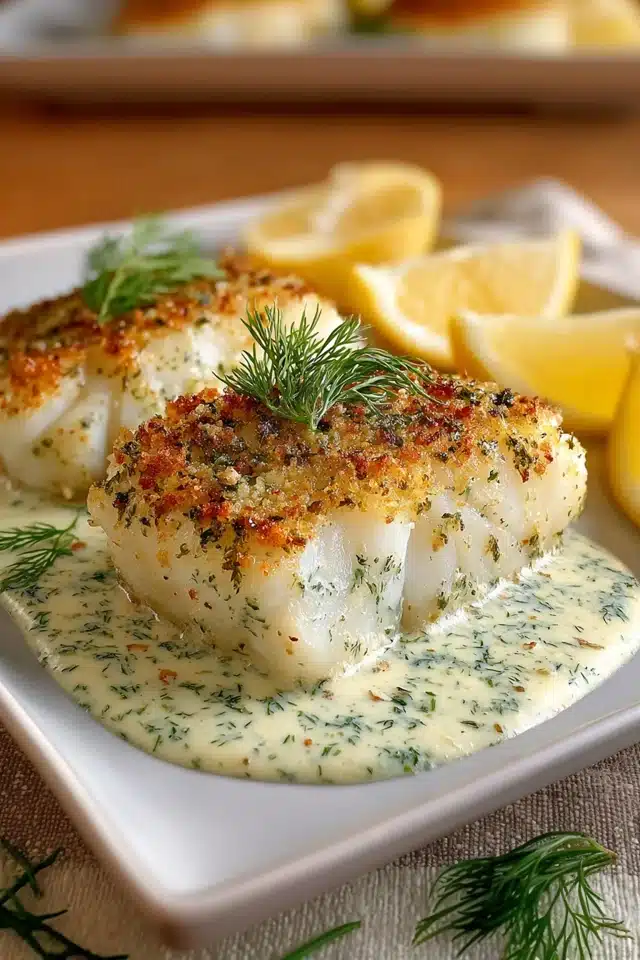 Baked Cod with Lemon Dill Sauce - EpicureanNest