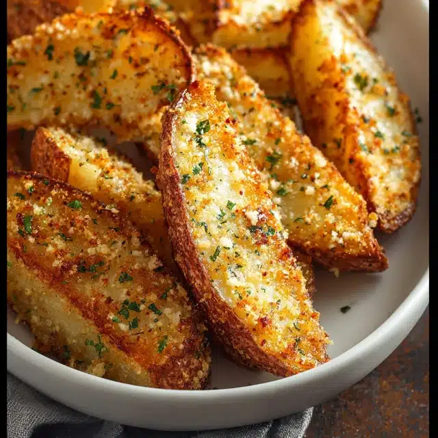 Baked Garlic Parmesan Potato Wedges - EpicureanNest