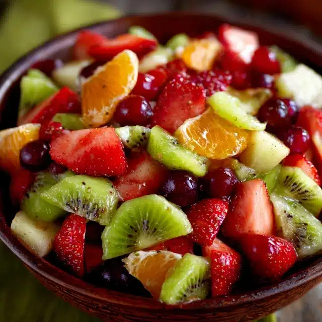 Red & Green Fruit Salad with Cinnamon Orange Dressing - EpicureanNest