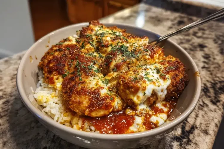 Easy Cottage Cheese Chicken Parm Bowl - EpicureanNest