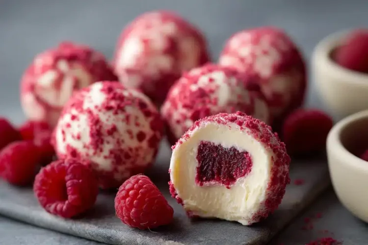 No-Bake Raspberry Cheesecake Truffles - EpicureanNest