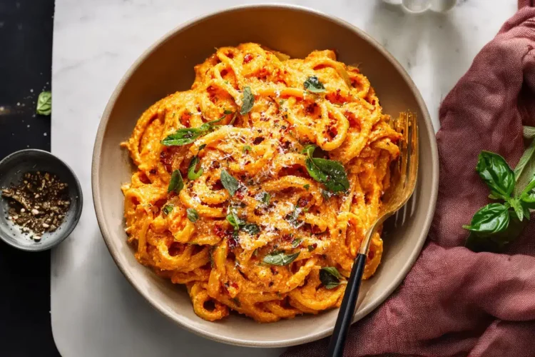 Creamy Roasted Red Pepper Pasta - EpicureanNest